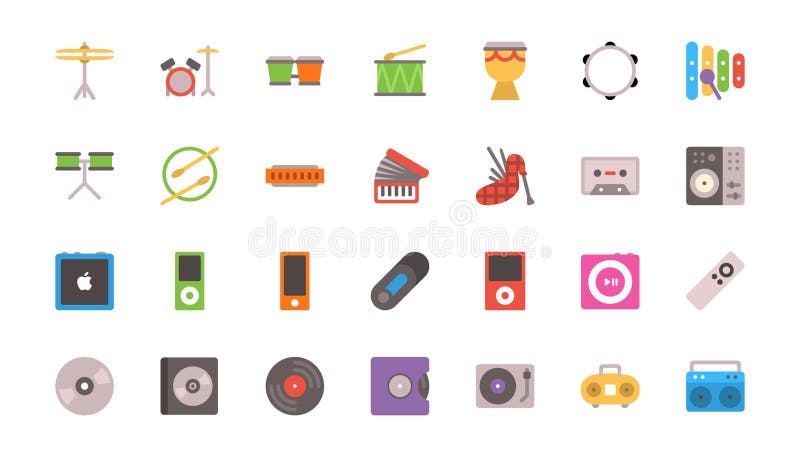 Simple Set of Music Related Vector Icons Stock Vector - Illustration of ...