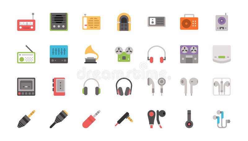 Simple Set of Music Related Vector Icons Stock Vector - Illustration of ...