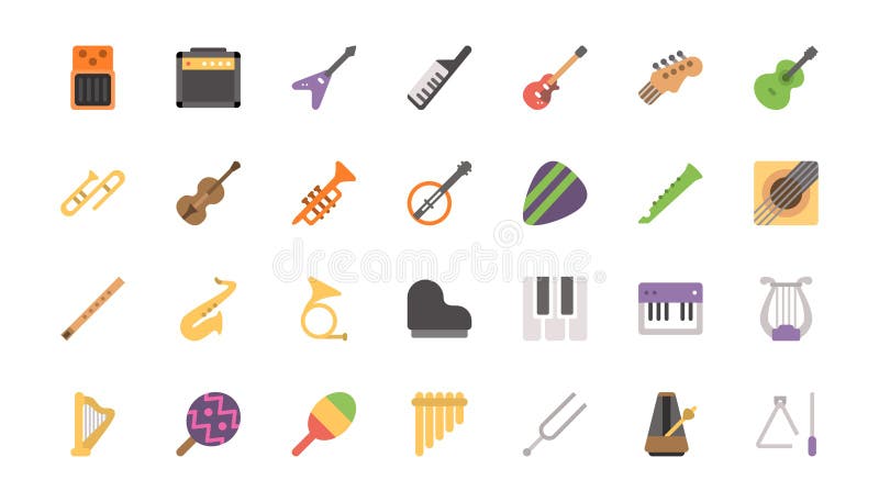 Simple Set of Music Related Vector Icons Stock Vector - Illustration of ...