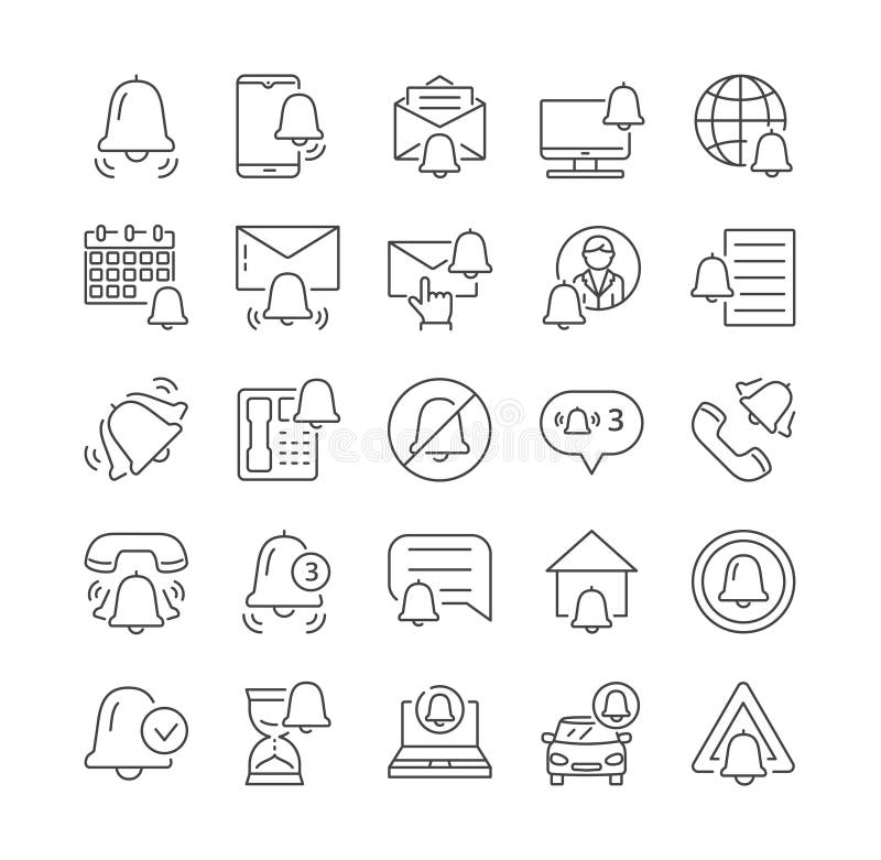 Simple Set of Notifications Vector Line Icons Stock Vector ...