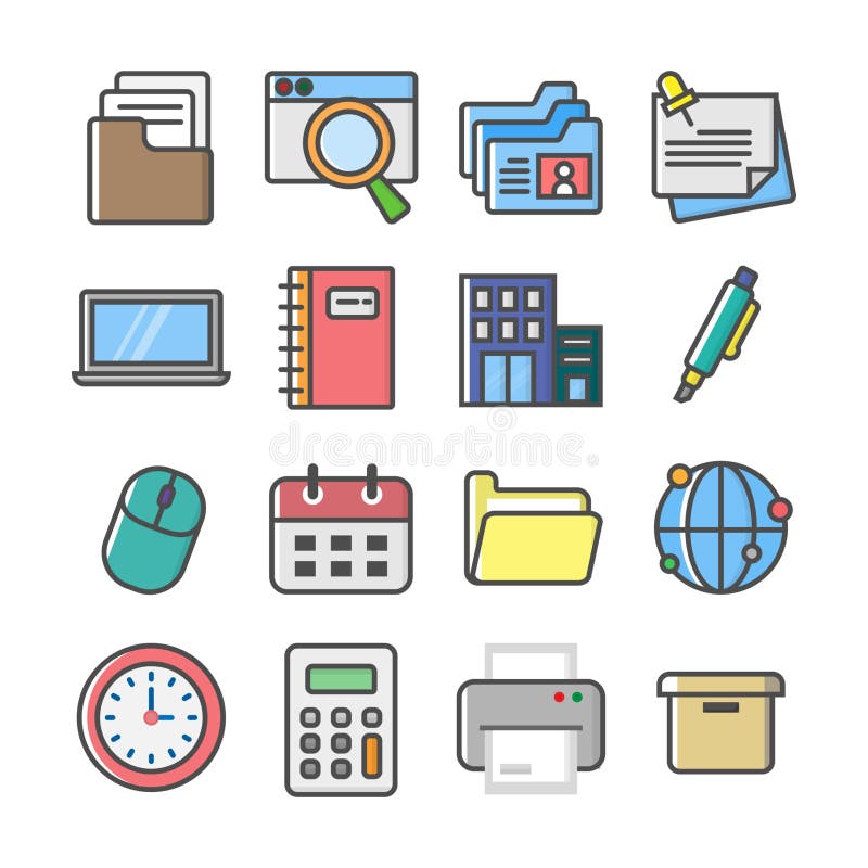 Simple Set of Office Related Icons for Graphic and Web Design ...