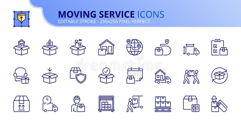 Simple Set of Outline Icons about Moving Service Stock Vector ... Simple Set of Outline Icons about Moving Service Stock Vector ...