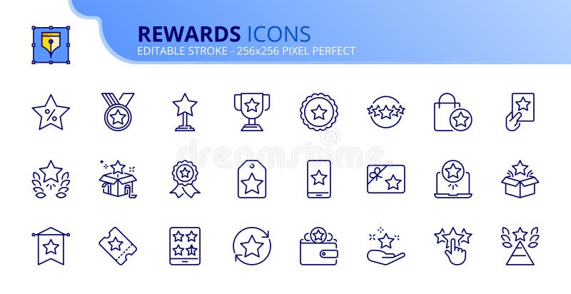 Simple Set of Outline Icons about Rewards Stock Vector - Illustration ...