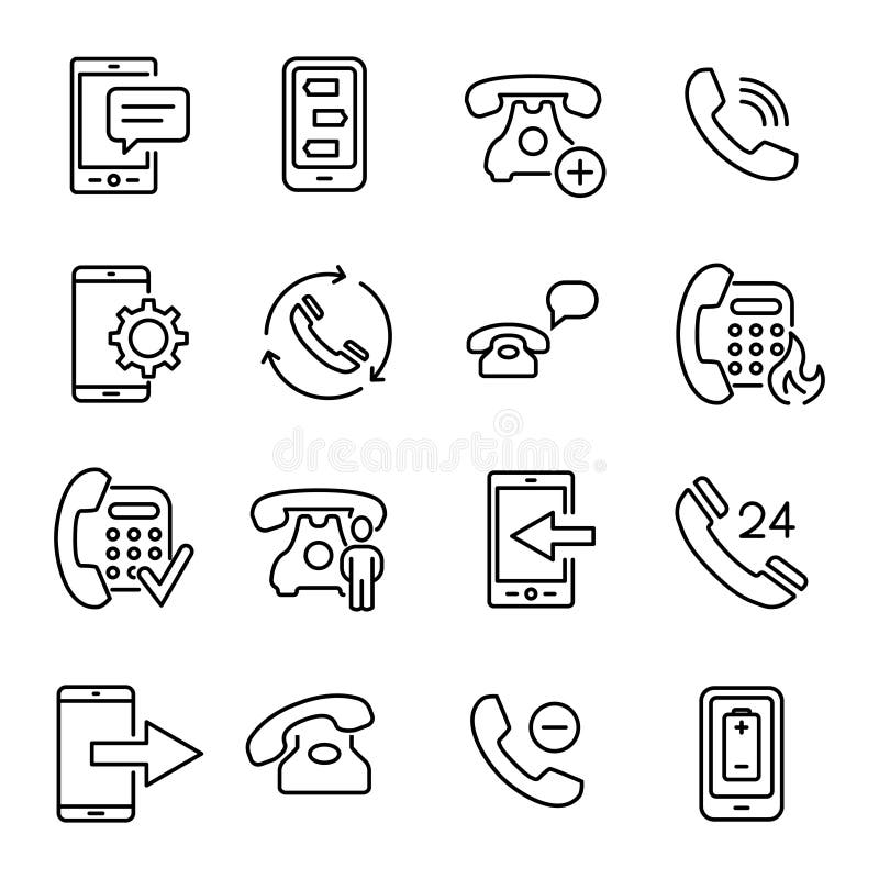 Simple Set of Phone Related Outline Icons. Stock Vector - Illustration ...