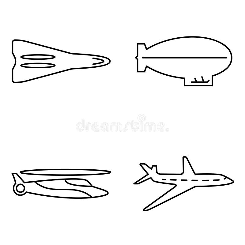 Simple Set of Transport Vector Thin Line Icons. Futuristic Flying Car ...