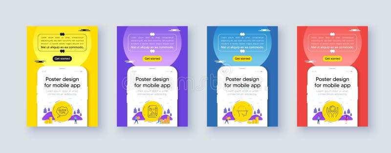Simple Set of Quick Tips, Report Document and Face Scanning Line Icons ...