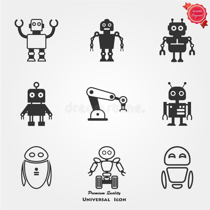 Robot icons stock vector. Illustration of machine, cyborg - 100191344