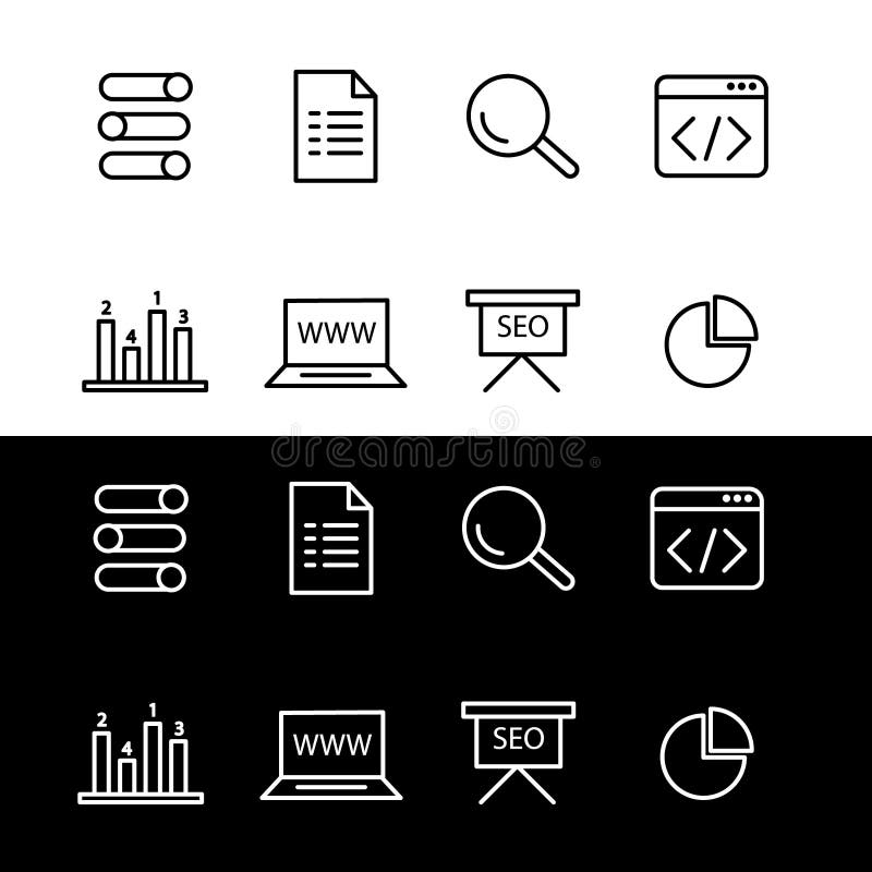 Simple set of SEO icons stock illustration. Illustration of creative ...