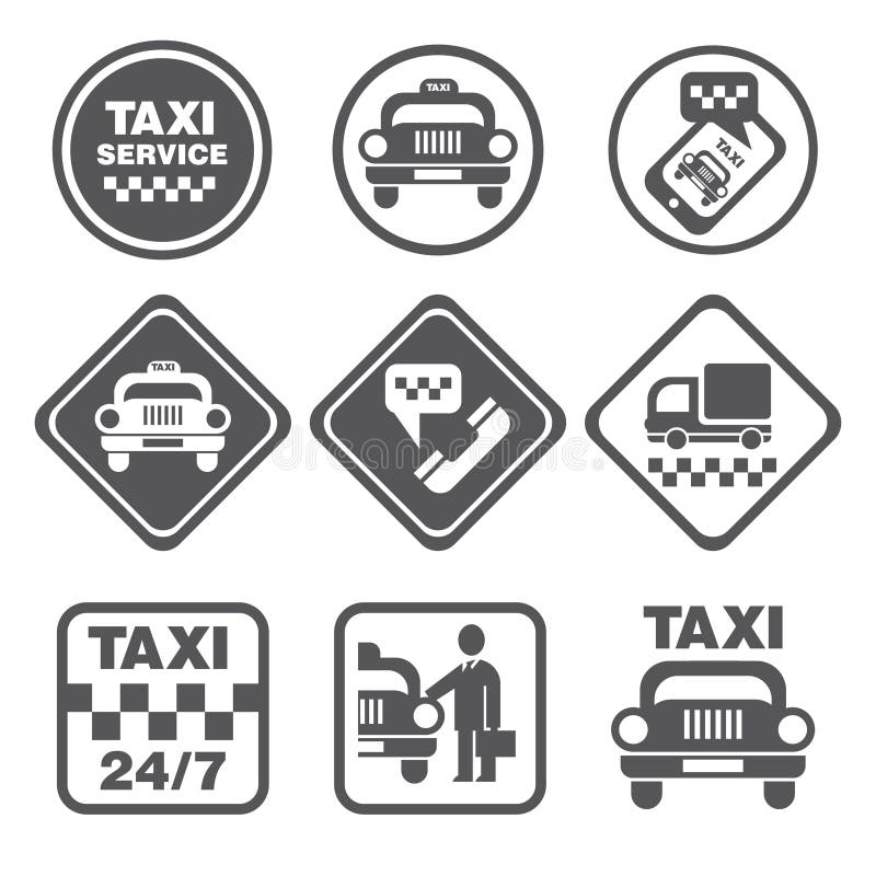 Simple Set of Taxi Related Vector Icons Stock Vector - Illustration of ...