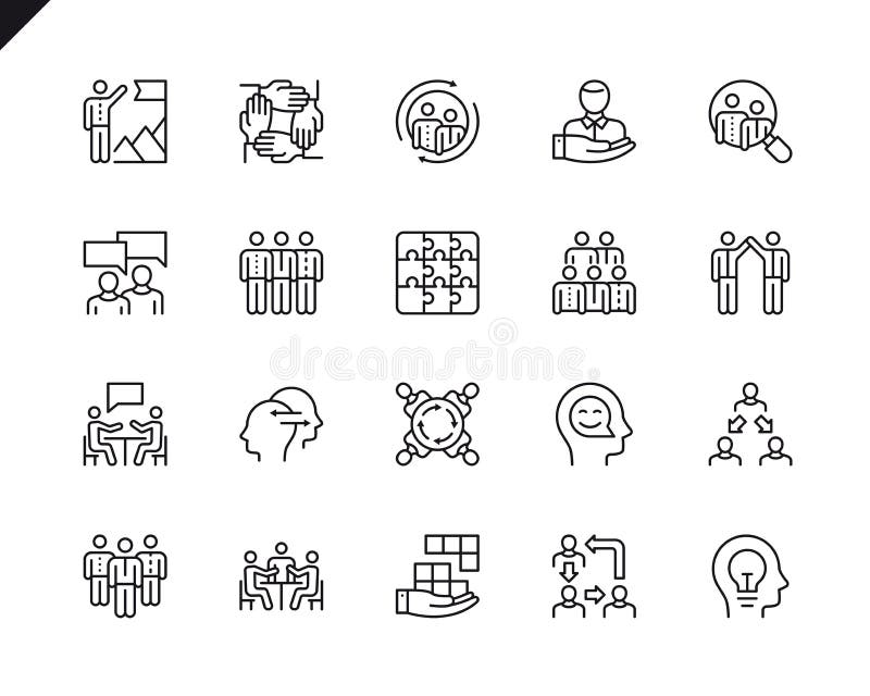 Simple Set of Teamwork Related Vector Line Icons. Linear Pictogram Pack ...