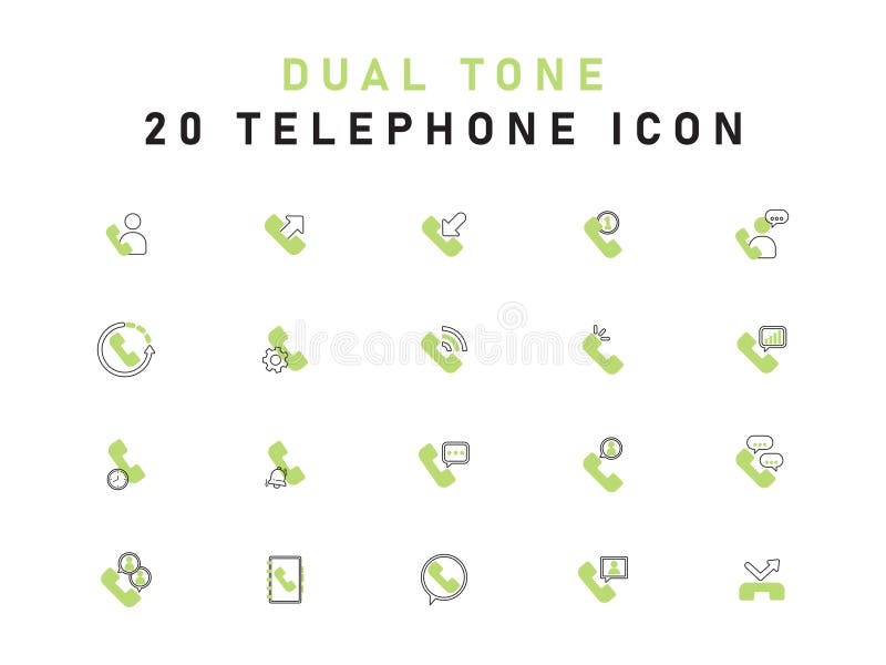 Simple Set of 20 Telephone Vector Icons for Web Isolated on White ...