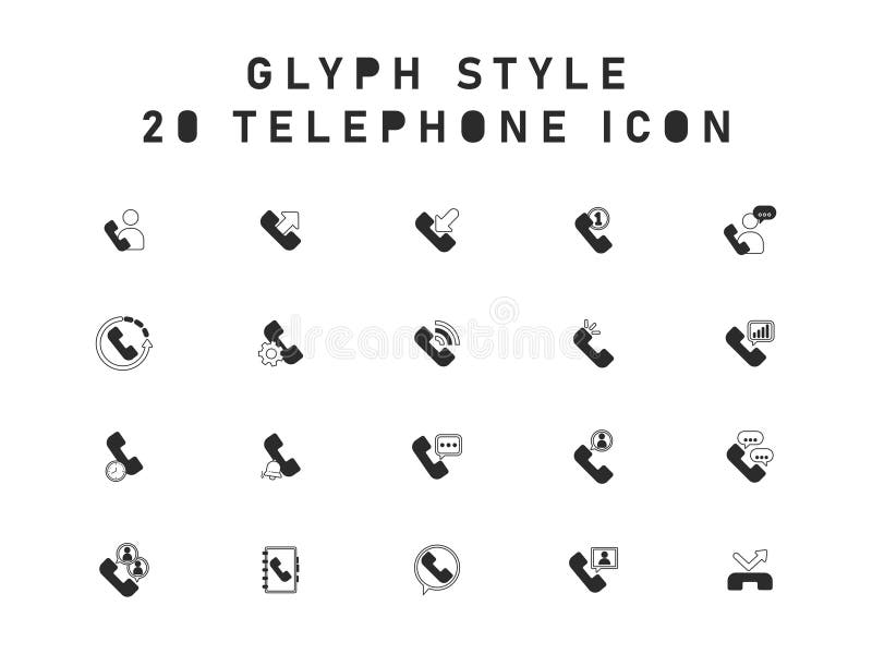 Simple Set of 20 Telephone Vector Icons for Web Isolated on White ...