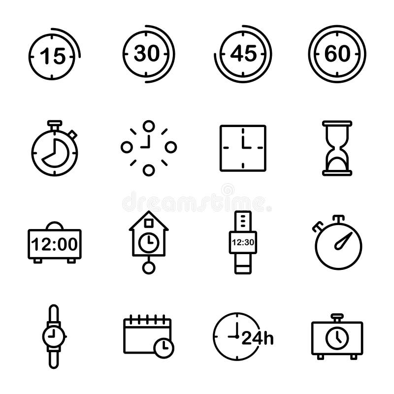 Set of 20 Time Related Vector Icons. Different Types of Time ...