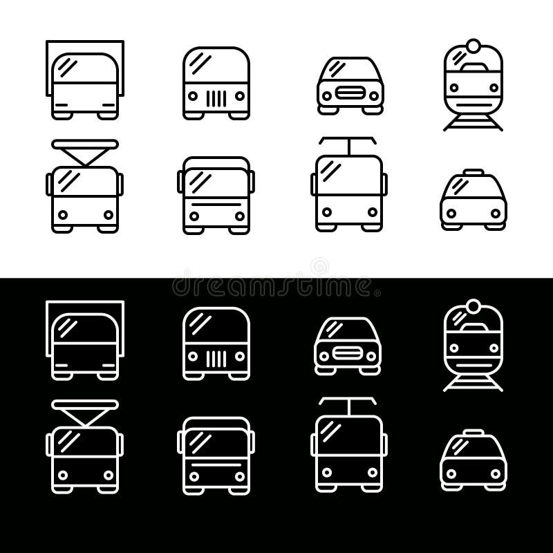 Simple Set of Transport Icons Stock Illustration - Illustration of tram ...