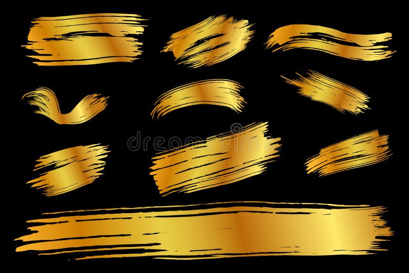 Simple Set 10 Vector Gold Golden Big Mark Line Scribble Stock Vector ...