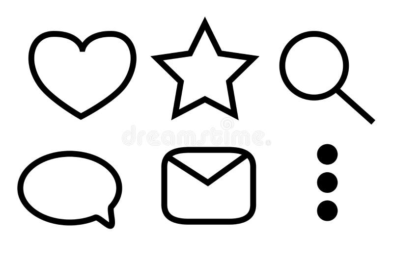 Simple Set Vector Icon, Love Star Search Talk Message Setting Stock ...