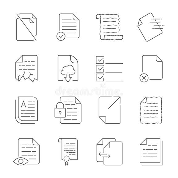 Simple Set of Vector Icons for Flow Control of Documents. Contains ...
