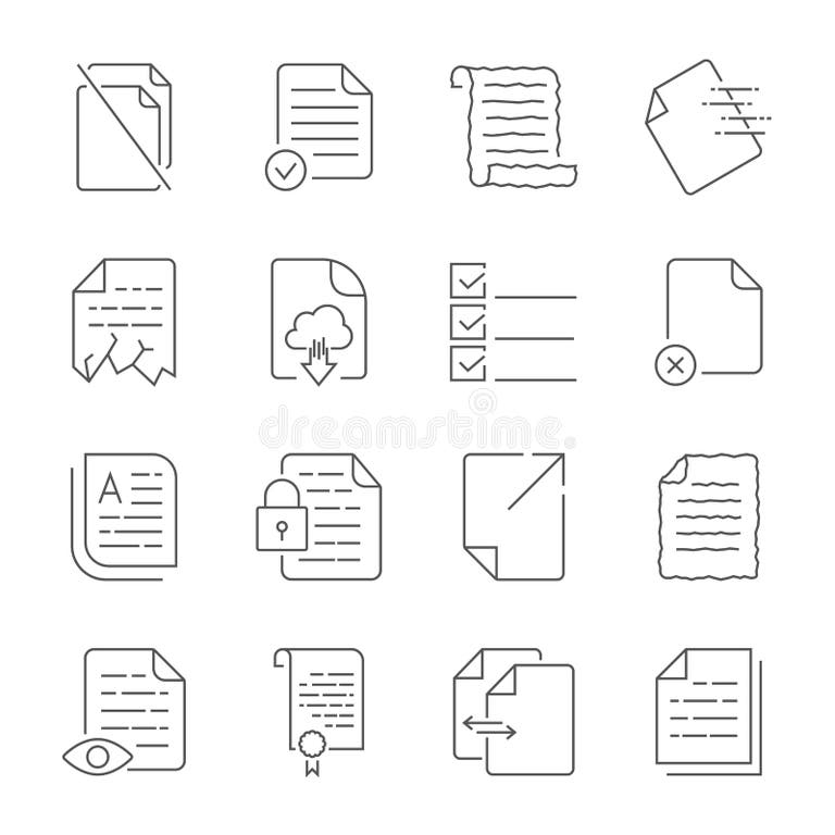 Simple Set of Vector Icons for Flow Control of Documents. Contains ...