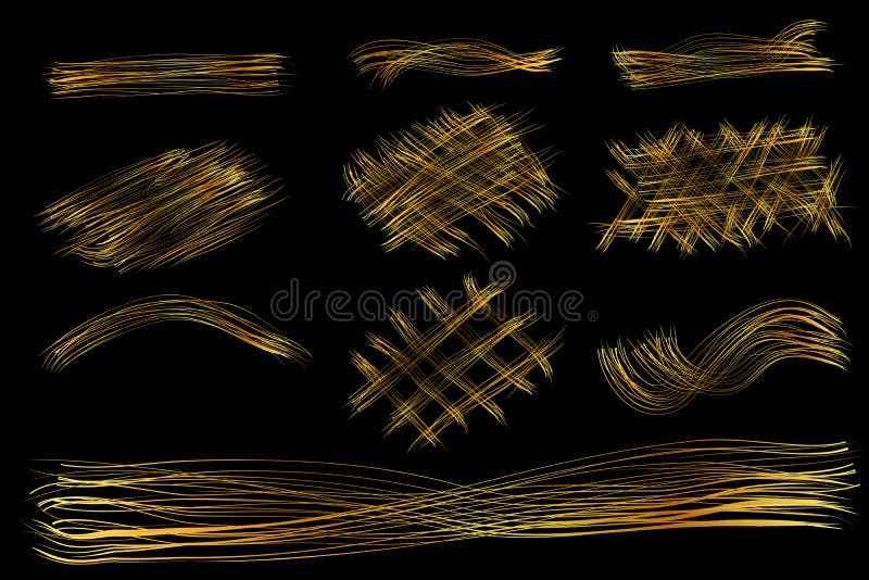 Simple Set 10 Vector Multiple Gold Golden Line Scribble Stock Vector ...