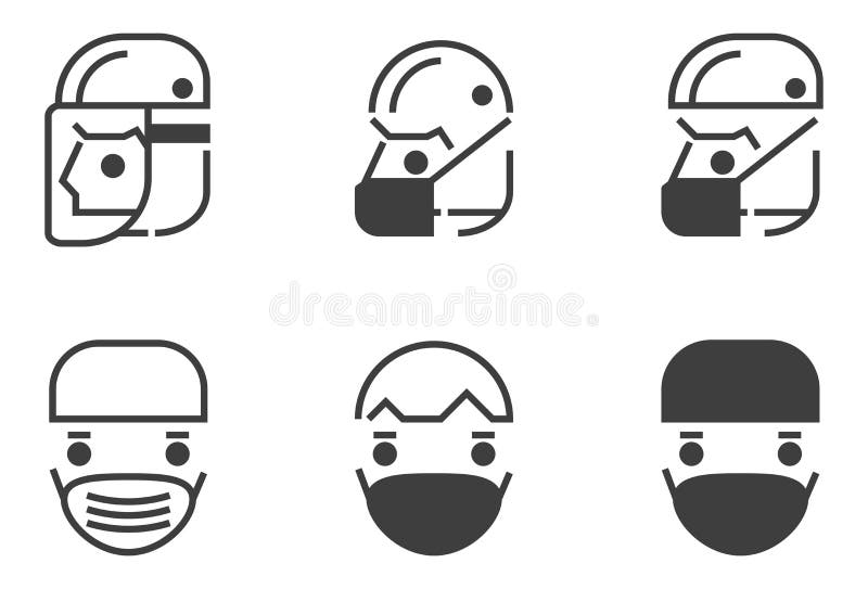 Simple Set Wear Protective Face Mask Icons for Your Design Stock Vector ...