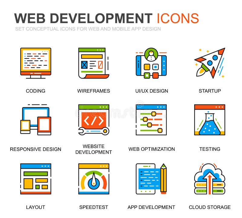 Simple Set Web Disign and Development Line Icons for Website and Mobile ...