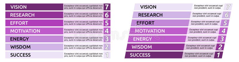 Simple Seven Steps or Levels Infographics, 7 Purple Brown Bar with Text ...