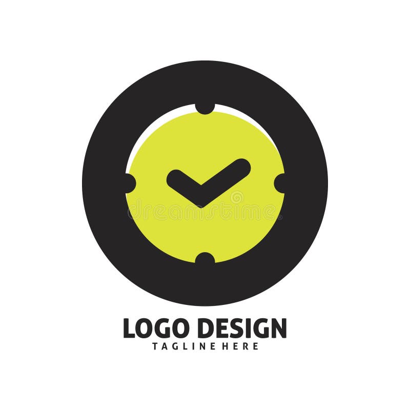 Circle Time Check Logo Design Stock Vector - Illustration of unique ...