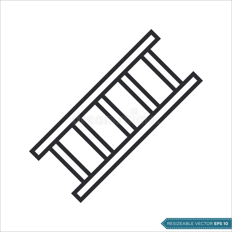 Black Color Simple Shape Ladder Icon Vector Template Illustration ...