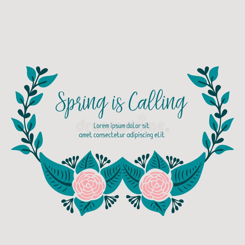 Simple Shape of Leaf and Floral Frame, for Elegant Spring Calling ...