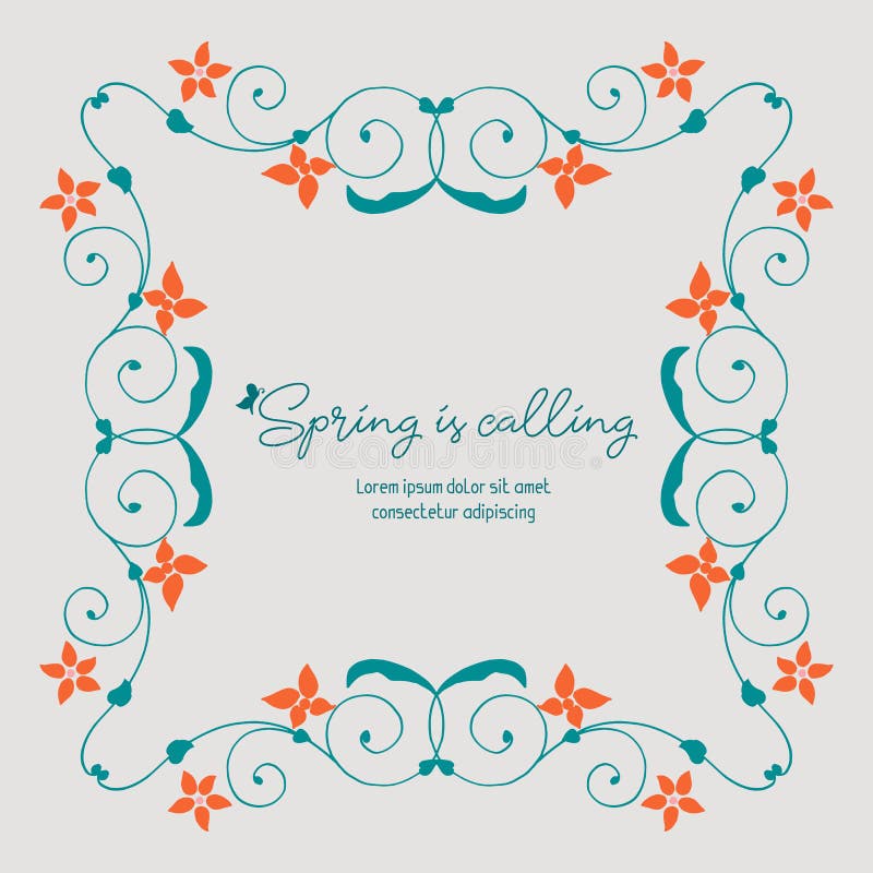 Simple Shape of Leaf and Floral Frame, for Elegant Spring Calling ...