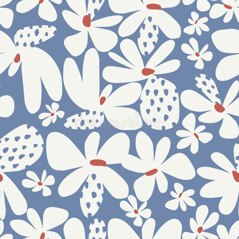 Simple Shape Scandinavian Flower Motif Seamless Repeat Pattern Retro ...