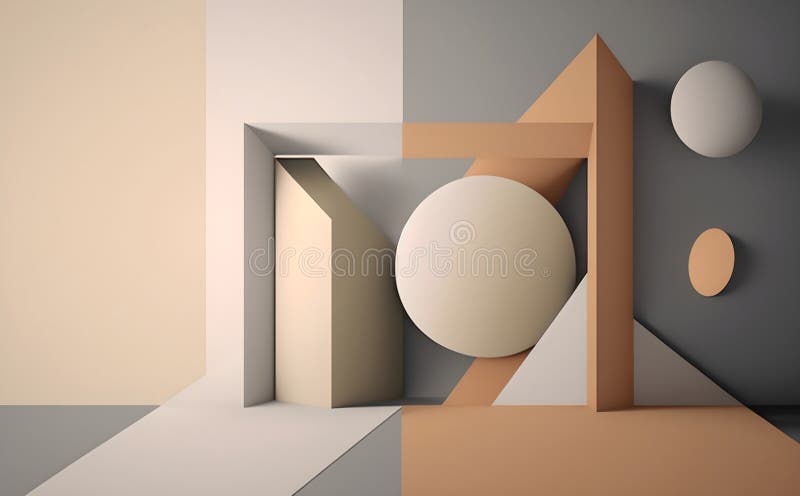 Simple Shapes in Neutral Colors, Generative AI Stock Illustration ...