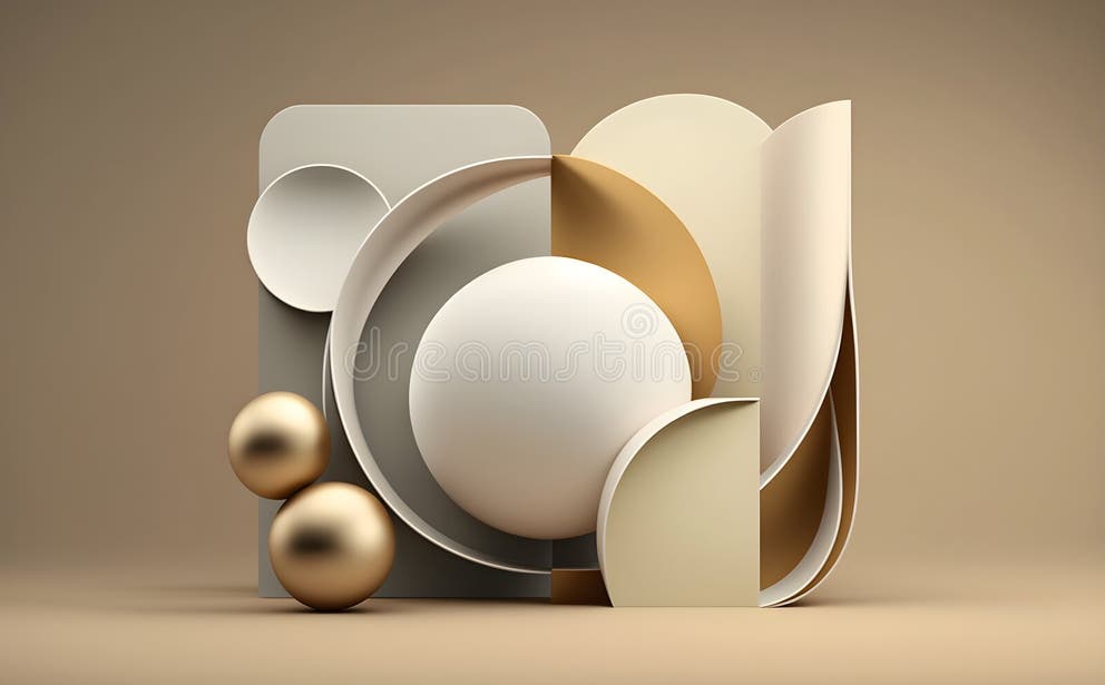 Simple Shapes in Neutral Colors, Generative AI Stock Illustration ...