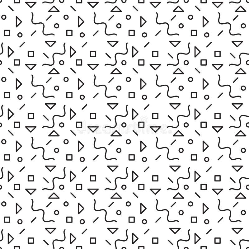Simple Shapes Seamless Pattern. Black and White Geometric Patter Stock ...