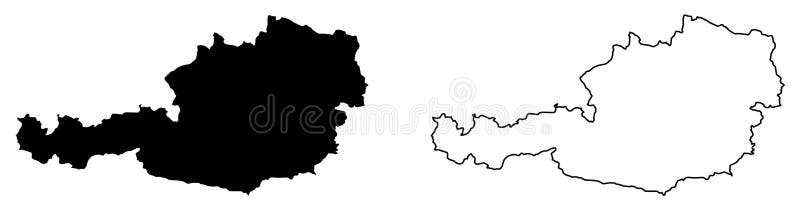 Simple Map of Austria Vector Drawing. Isolated Outline. Stock Vector ...