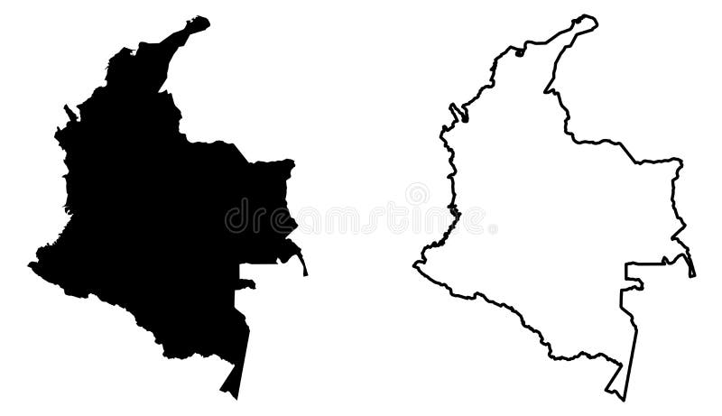 Simple only Sharp Corners Map of Colombia Vector Drawing. Merc Stock ...