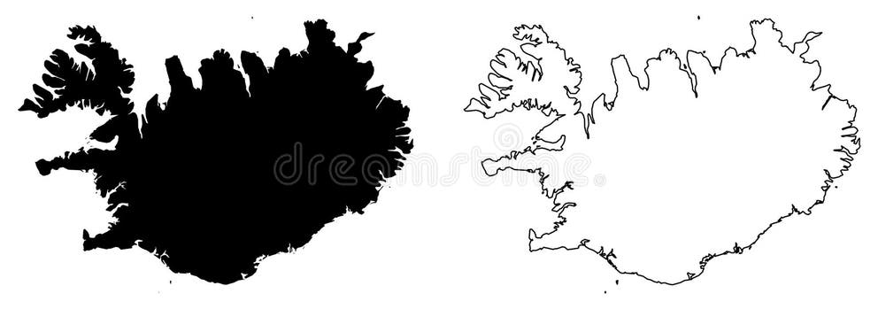 Simple only Sharp Corners Map of Iceland Vector Drawing. Merca Stock ...
