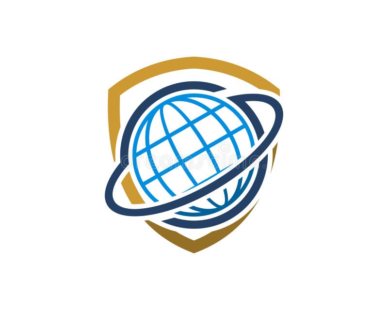 Simple Shield with Abstract Globe Rings Inside Stock Illustration ...
