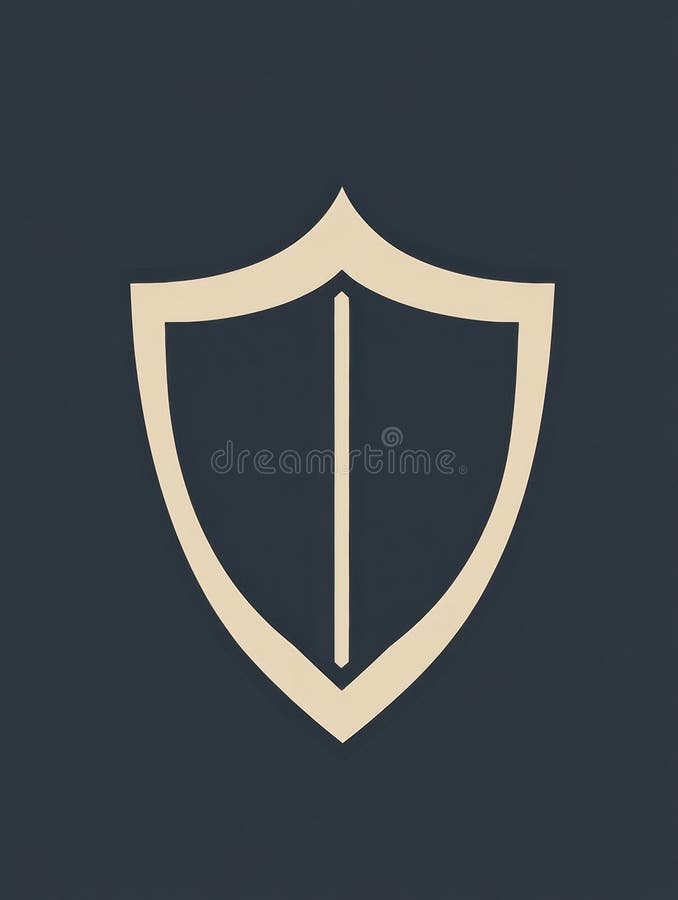 Simple Shield Design with a Vertical Line in the Center Against a Dark ...