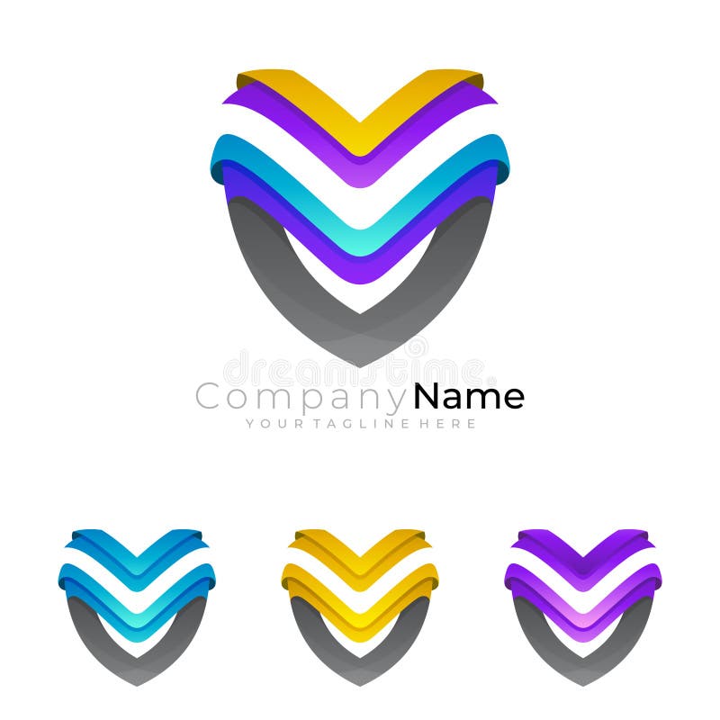Simple Shield Logo and 3d Colorful Icons, Security Stock Vector ...