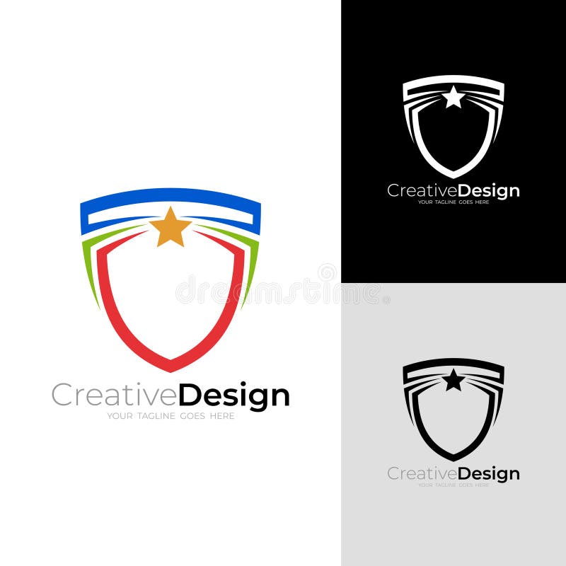 Simple Shield Logo with Line Design Template, Security Icons Stock ...
