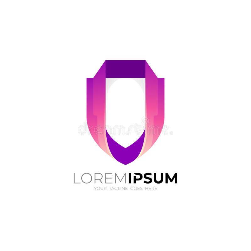 Simple Shield Logo Vector, Security Icon, 3d Colorful Design Stock ...