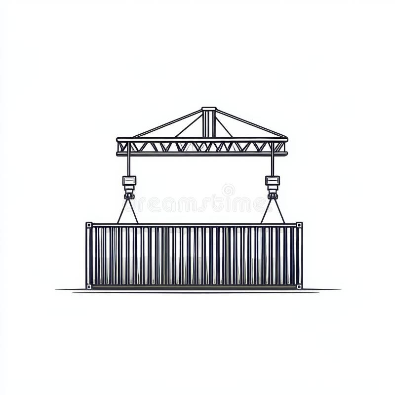 A Simple Shipping Container Outline on a White Background with Extra ...