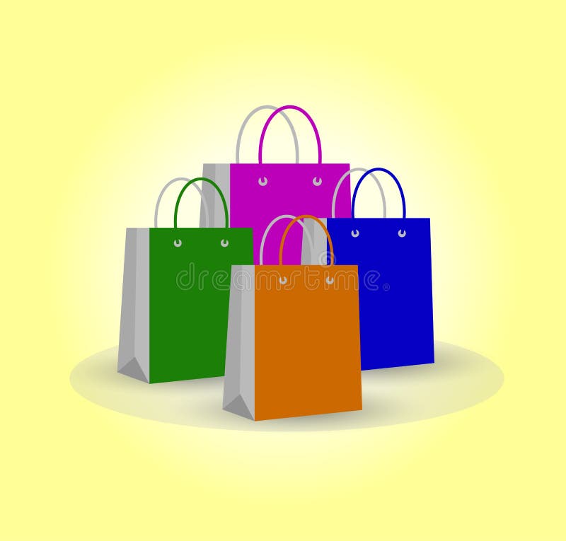 Simple Shopping Bags Illustration Minimal Art Stock Illustration ...
