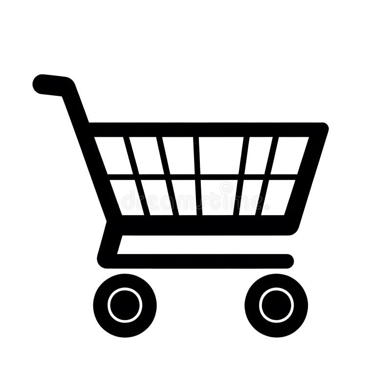 Simple Shopping Cart Icon in Black on White Background Minimalistic E ...