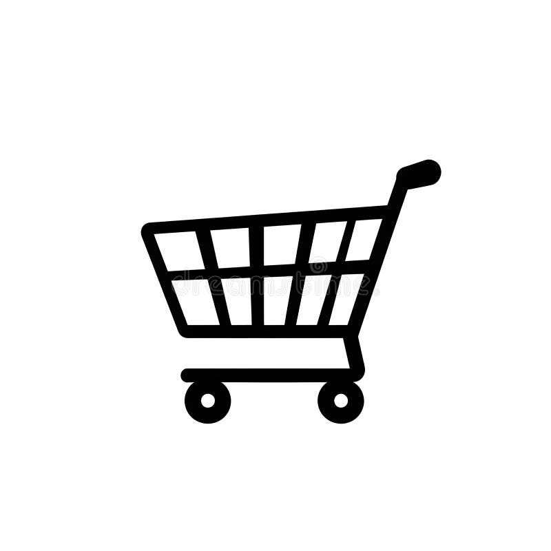 Simple Shopping Cart Icon in Black on White Background Minimalistic E ...