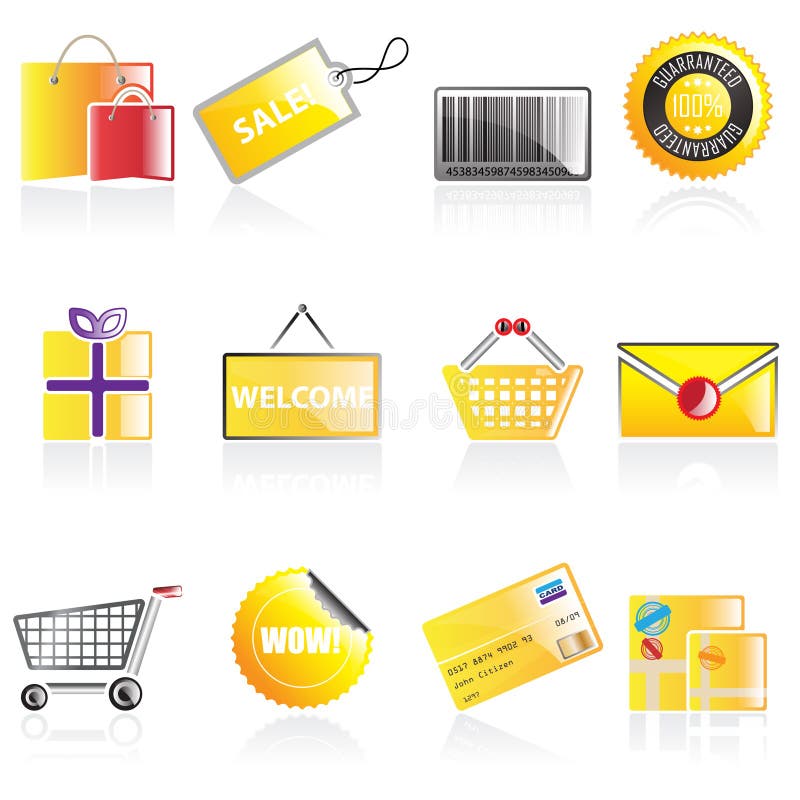 Simple shopping icons stock illustration. Illustration of shopping ...