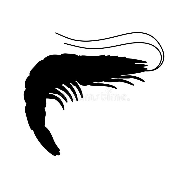 Simple Shrimp Silhouette Vector Illustration, Shrimp Fish Silhouette ...
