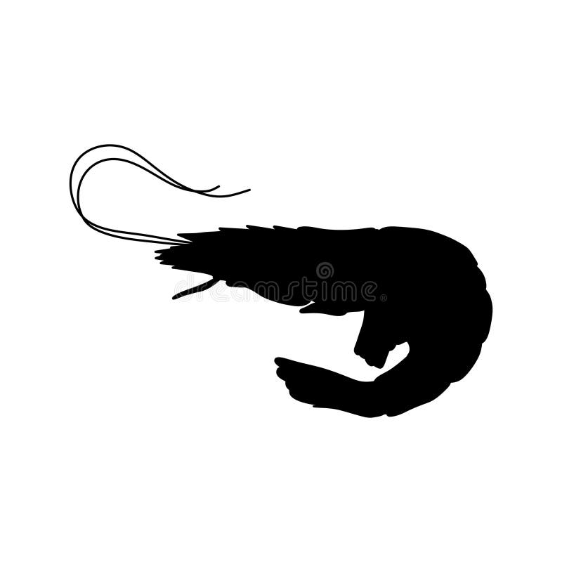 Simple Shrimp Silhouette Vector Illustration, Shrimp Fish Silhouette ...