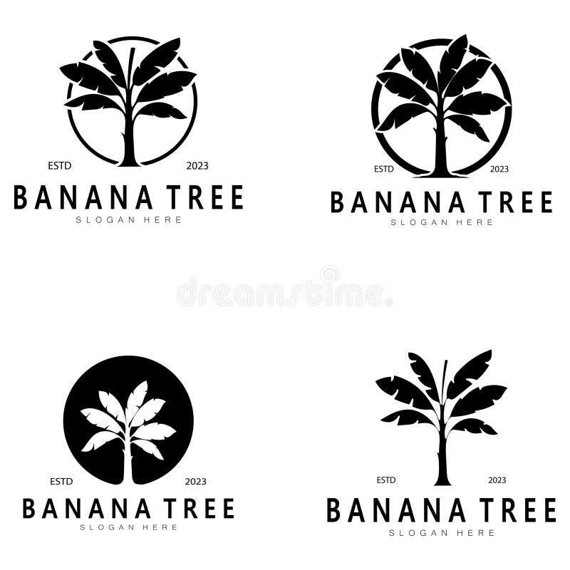 Simple Silhouette Banana Tree Logo. Flat Design Vector Stock Vector ...